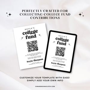 College Fund QR Code Template, Editable Graduation Gift Insert Card ...