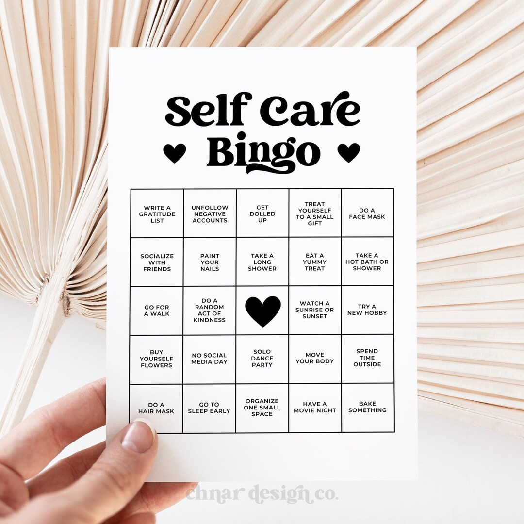 Self Care Bingo Printable, Prefilled Self Care Challenge, Wellness ...