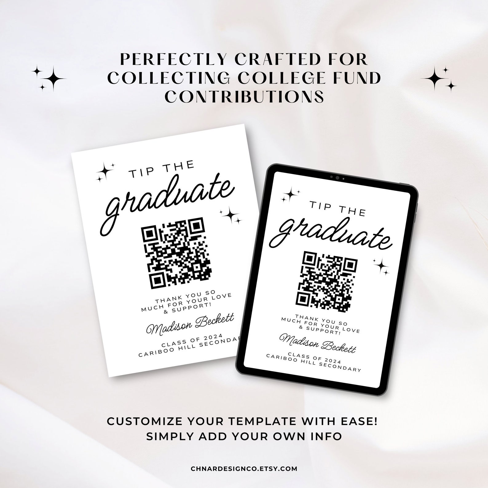Tip the Graduate Sign, QR Code for Grad Party, Cashapp Venmo Gift for ...