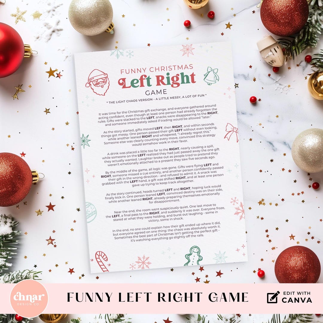 Winter Left and Right Story, Funny Christmas Party Game, Holiday Family ...