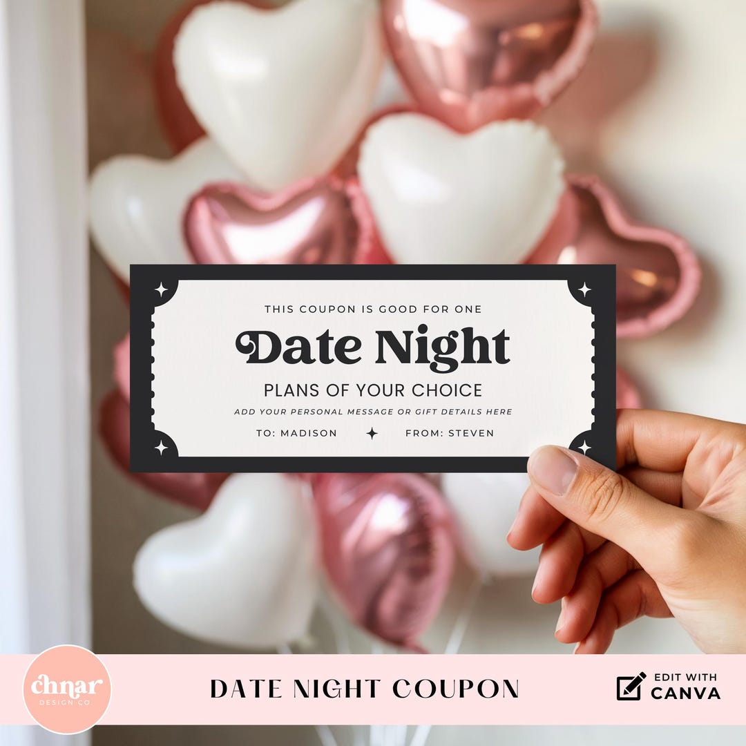 Printable Date Night Coupon, Couples Gift Idea, Parents Night Out ...