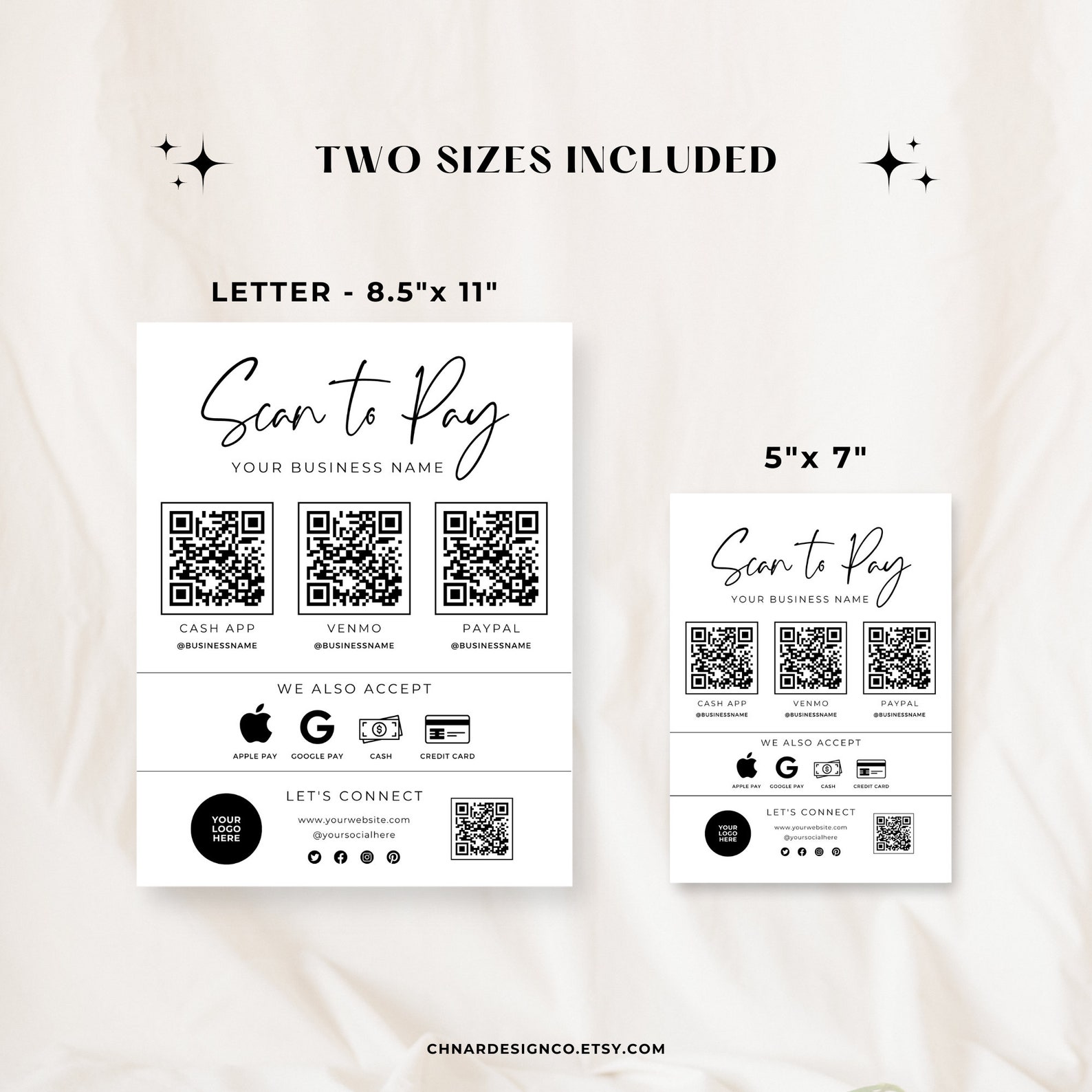 Scan to Pay for Salon, Accepted Payments Sign, Printable Payment Sign ...
