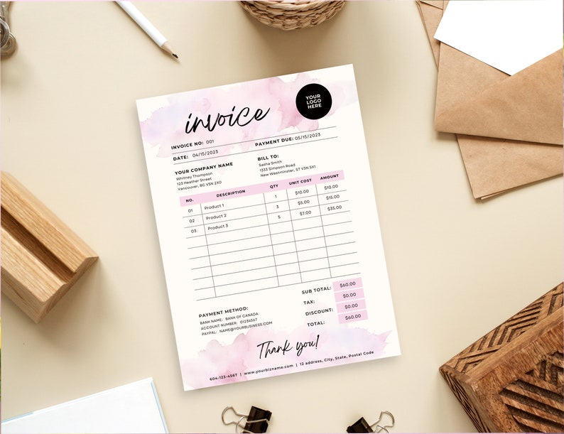 Fillable Invoice Template Pdf Simple Invoice Template Pdf - Etsy