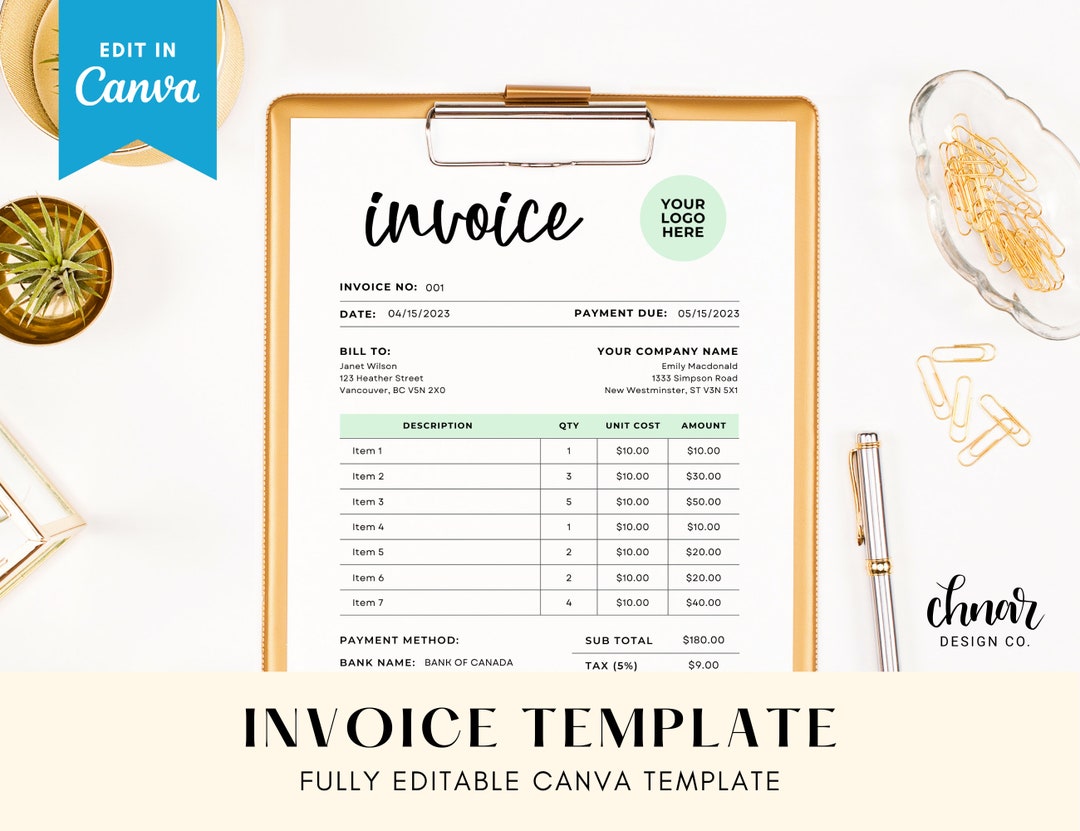 Invoice Template for Influencer, Simple Invoice Template Pdf, Canva ...