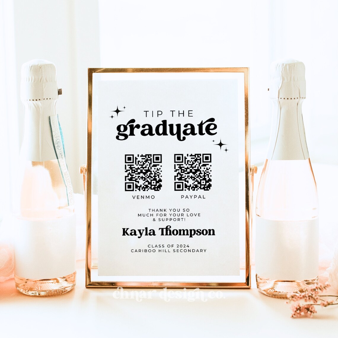 Tip the Graduate QR Code Sign, Graduation Party Sign Canva Template ...