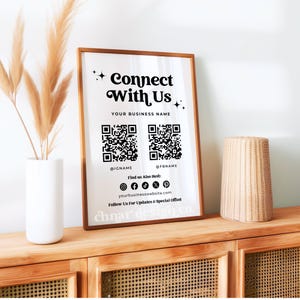 Connect With Us Template, Lets Get Social QR Code, Editable Follow Us ...