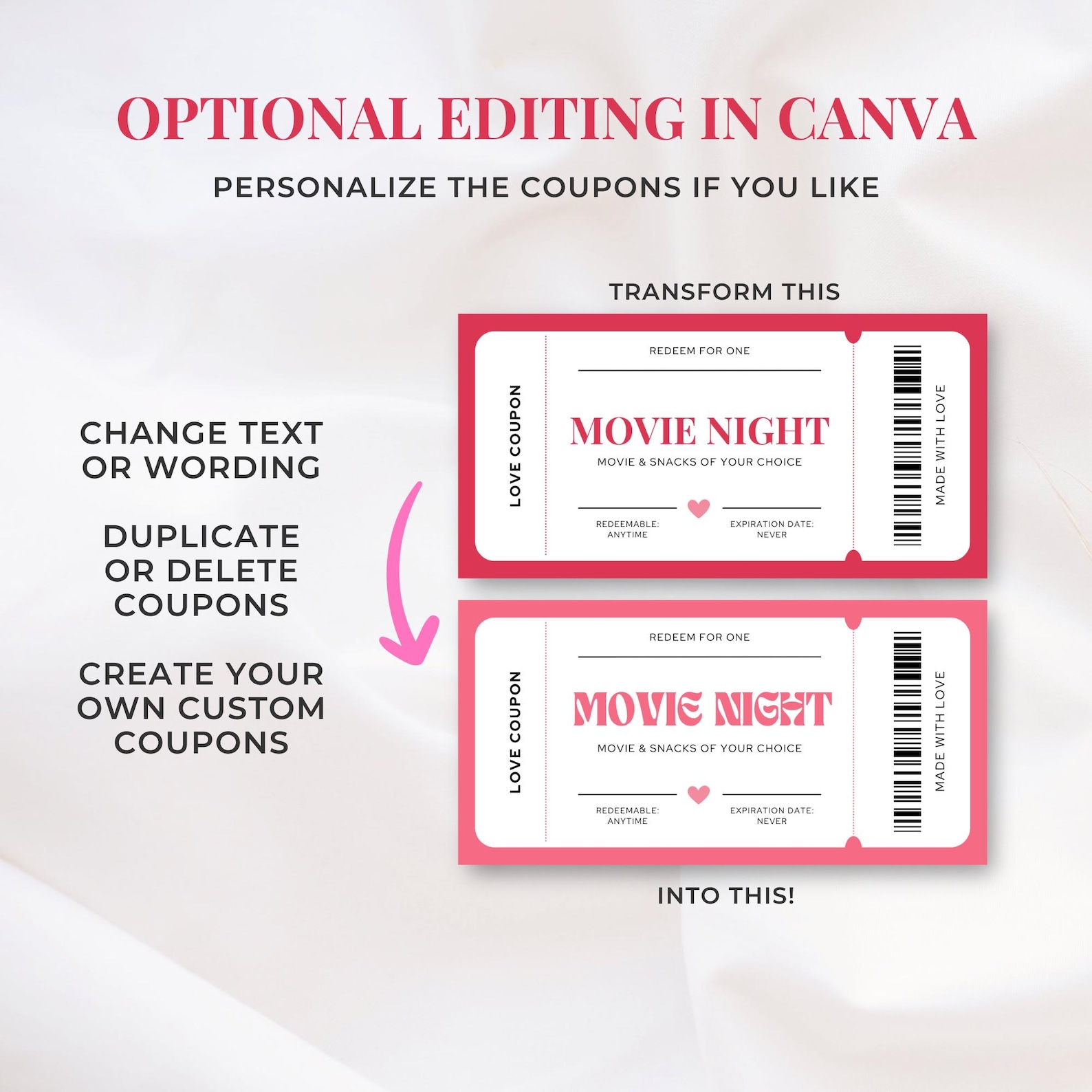Printable Love Coupon Book for Couples, Valentine's Day Gift Voucher ...