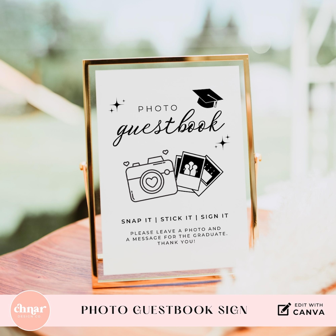Grad Photo Guestbook Sign, Graduation Snap a Photo Canva Template ...