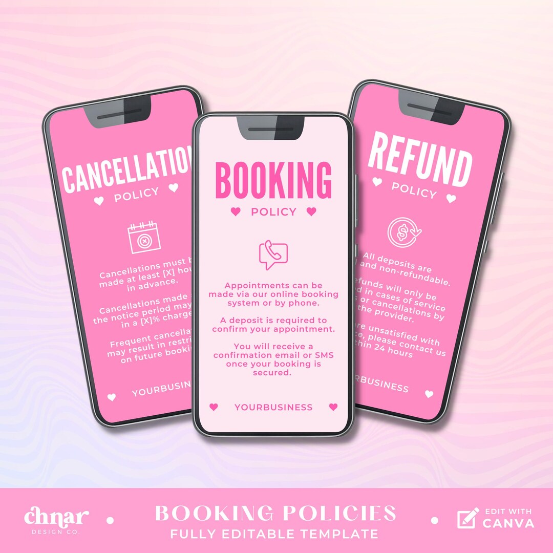 Editable Lash Tech Booking Policy Template, Cancellation Policies for ...
