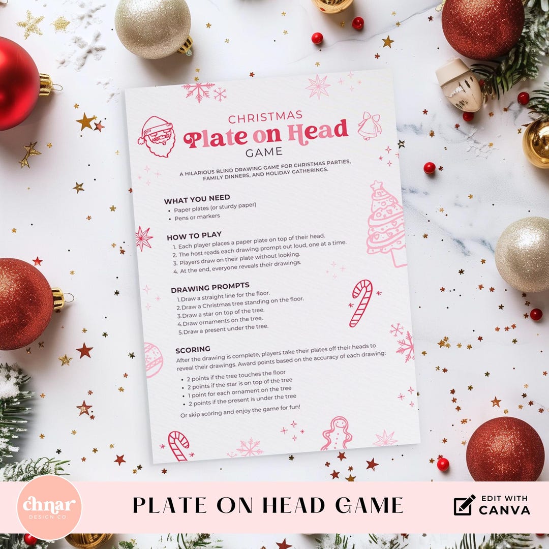 Christmas Plate on Head Game Printable, Funny Christmas Drawing Game ...