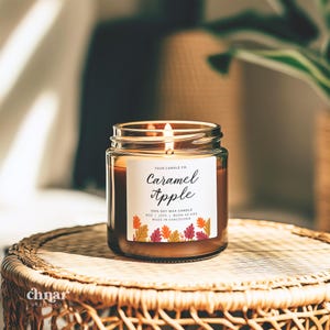 Fall Candle Label Template, Editable Autumn Leaves Candle Label Design ...