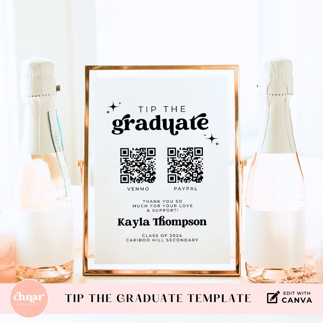 Tip the Graduate, Printable Gift for Grad Party Sign With Editable QR ...