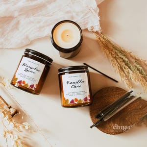 Fall Candle Label Template, Editable Autumn Leaves Candle Label Design ...