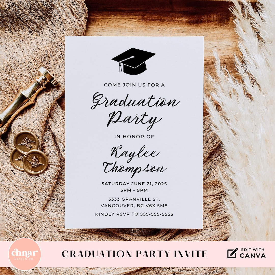Graduation Party Insert Template, Editable Grad Party Invite Graduation ...