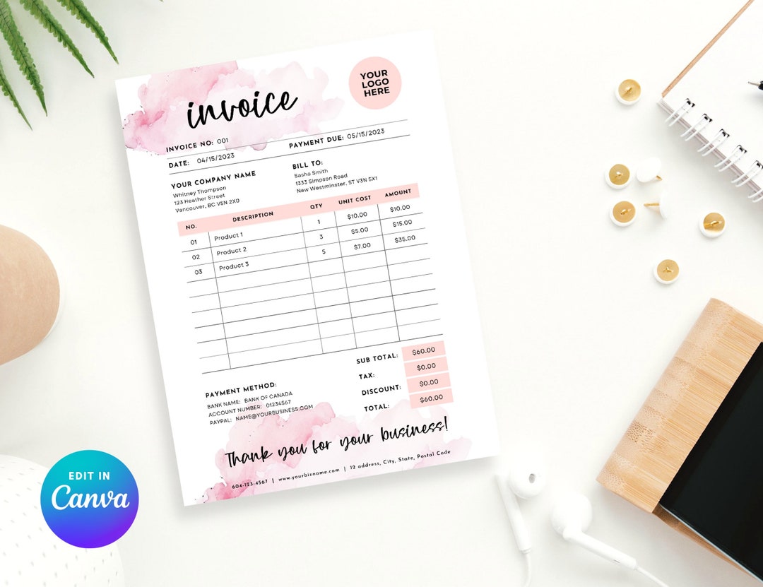 Simple Sales Invoice Template, Canva Template, Invoice Template ...