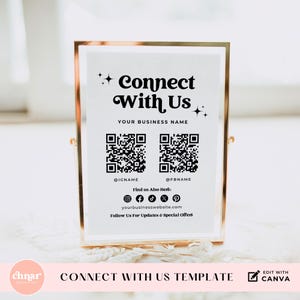 Connect With Us Template, Lets Get Social QR Code, Editable Follow Us ...