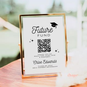 Future Fund Sign for College Grad Gift, Editable College Fund QR Code ...