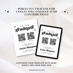 Tip the Graduate, Printable Gift for Grad Party Sign With Editable QR ...