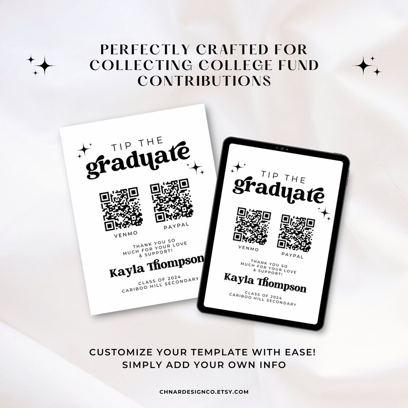 Tip the Graduate QR Code Sign, Graduation Party Sign Canva Template ...
