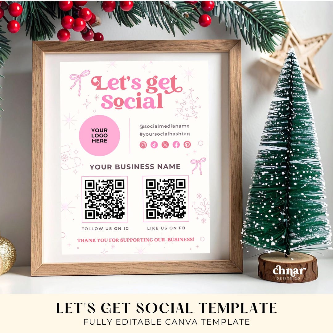 Editable Lets Get Social Template, Printable Connect With Us QR Code ...