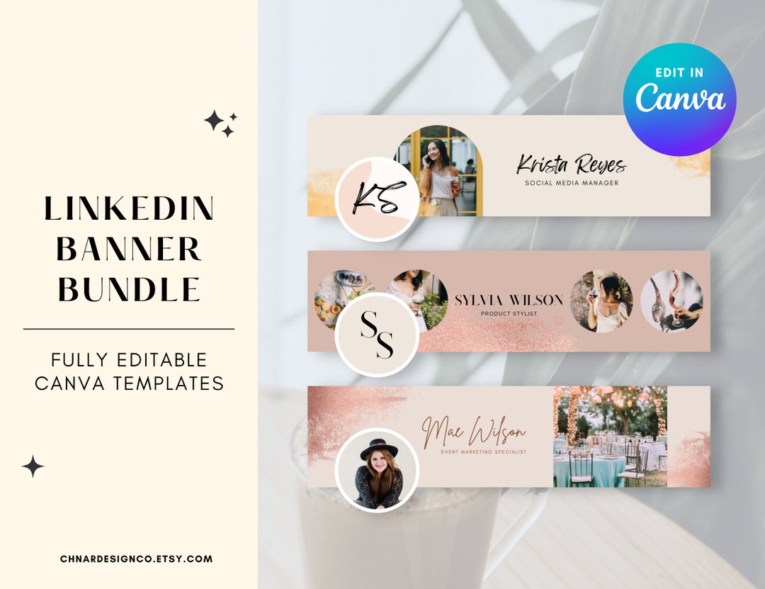 Linkedin Banner Canva - Template Bundle, Editable Banner, Professional ...