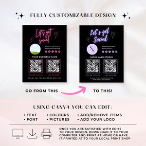 Printable Follow Us QR Code Sign for Pop up Event, Editable Let's Get ...