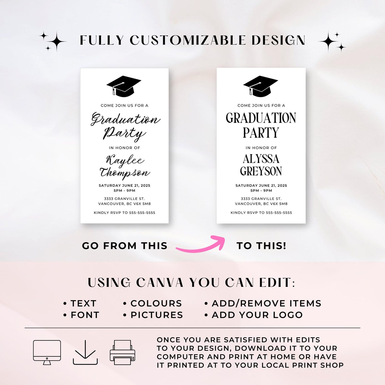 Graduation Party Insert Template, Editable Grad Party Invite Graduation ...