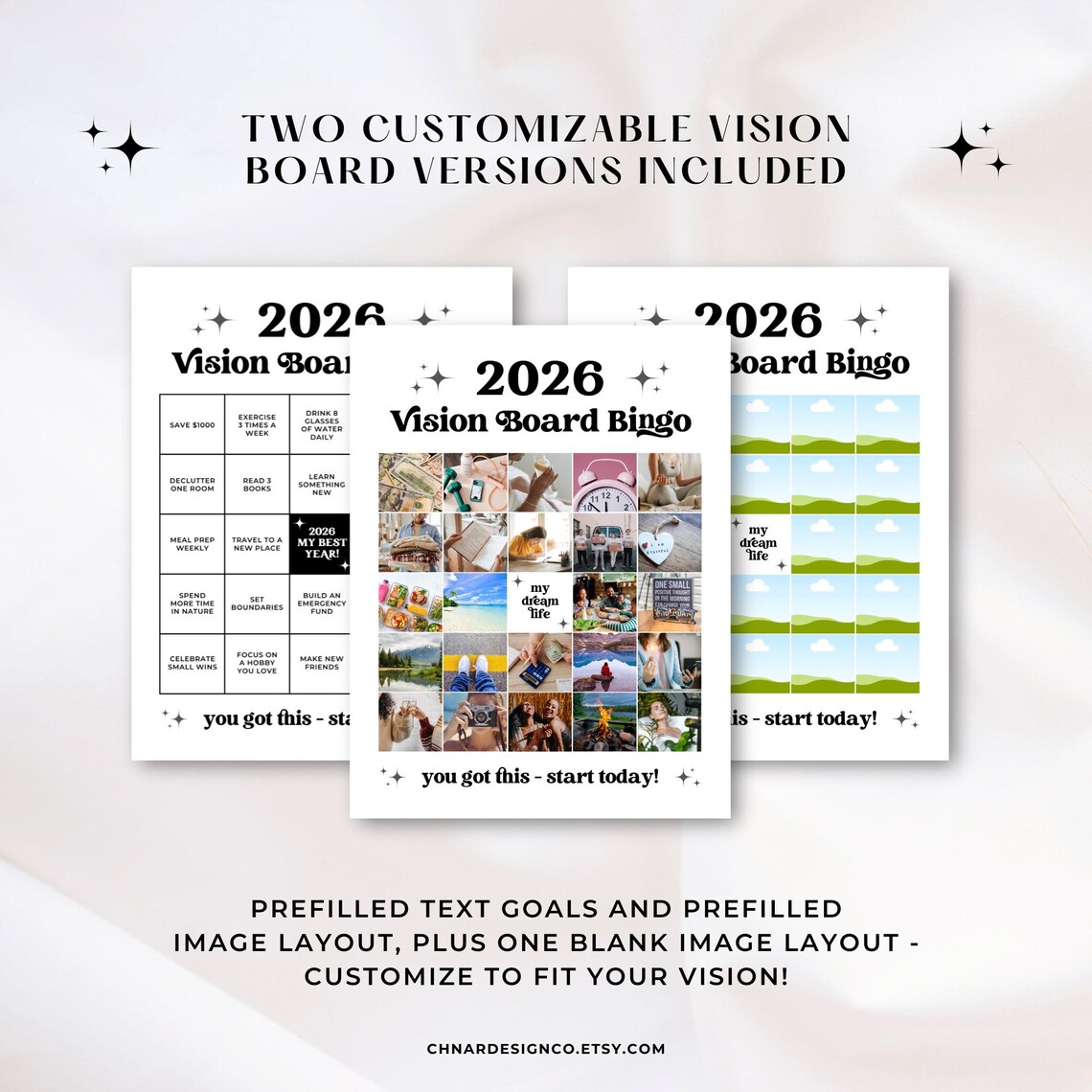 Editable Vision Board Bingo Card, New Year Resolution Goals Tracker ...