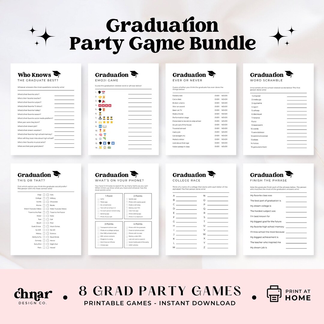 Printable Graduation Party Games Bundle, Class of 2025 Grad Games, Who ...