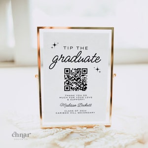 Minimalist QR Code for Grad Party, Tip the Graduate Sign, Editable ...