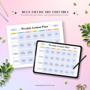 Simple Weekly Lesson Plan Template Editable in Canva and Fillable PDF ...