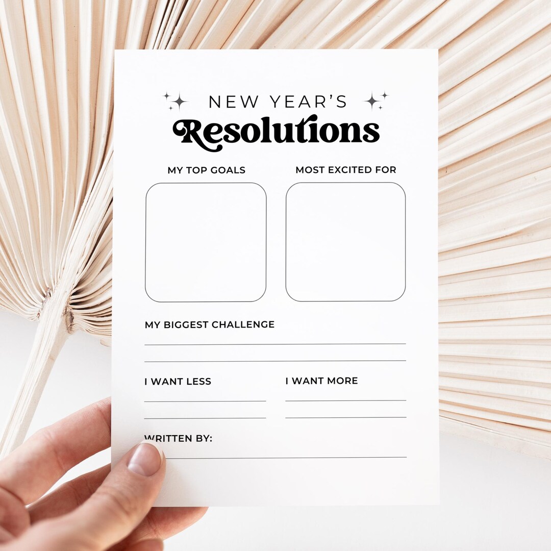 New Years Resolutions Printable, Reflection and Goal Setting Template ...