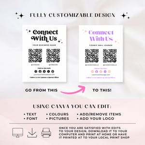 Connect With Us Template, Lets Get Social QR Code, Editable Follow Us ...