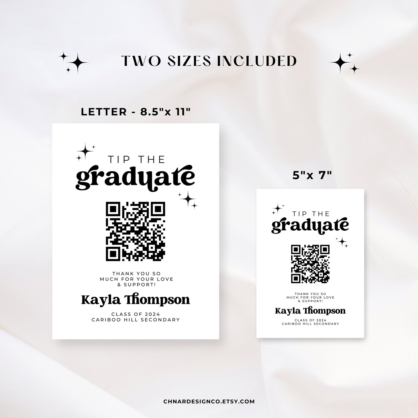 Tip the Grad Sign, College Fund QR Code Template, Printable Highschool ...