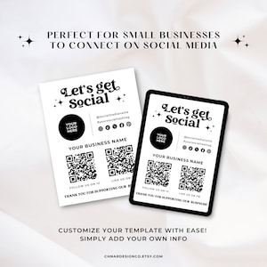 Lets Get Social Printable Sign, Connect With Us Social Media Sign Canva ...