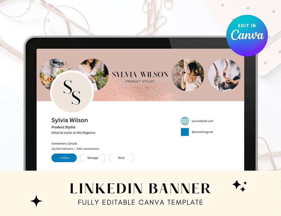Linkedin Banner Template, Editable Canva Template, Minimalist, Profile ...