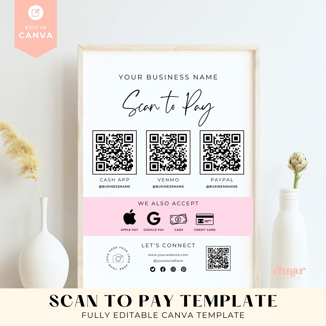 Scan to Pay Template Download for Salon, Edit in Canva, Instant ...