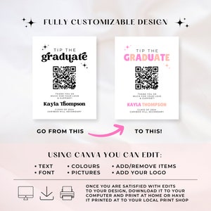Tip the Grad, Printable Tip the Graduate Sign With Editable QR Code ...