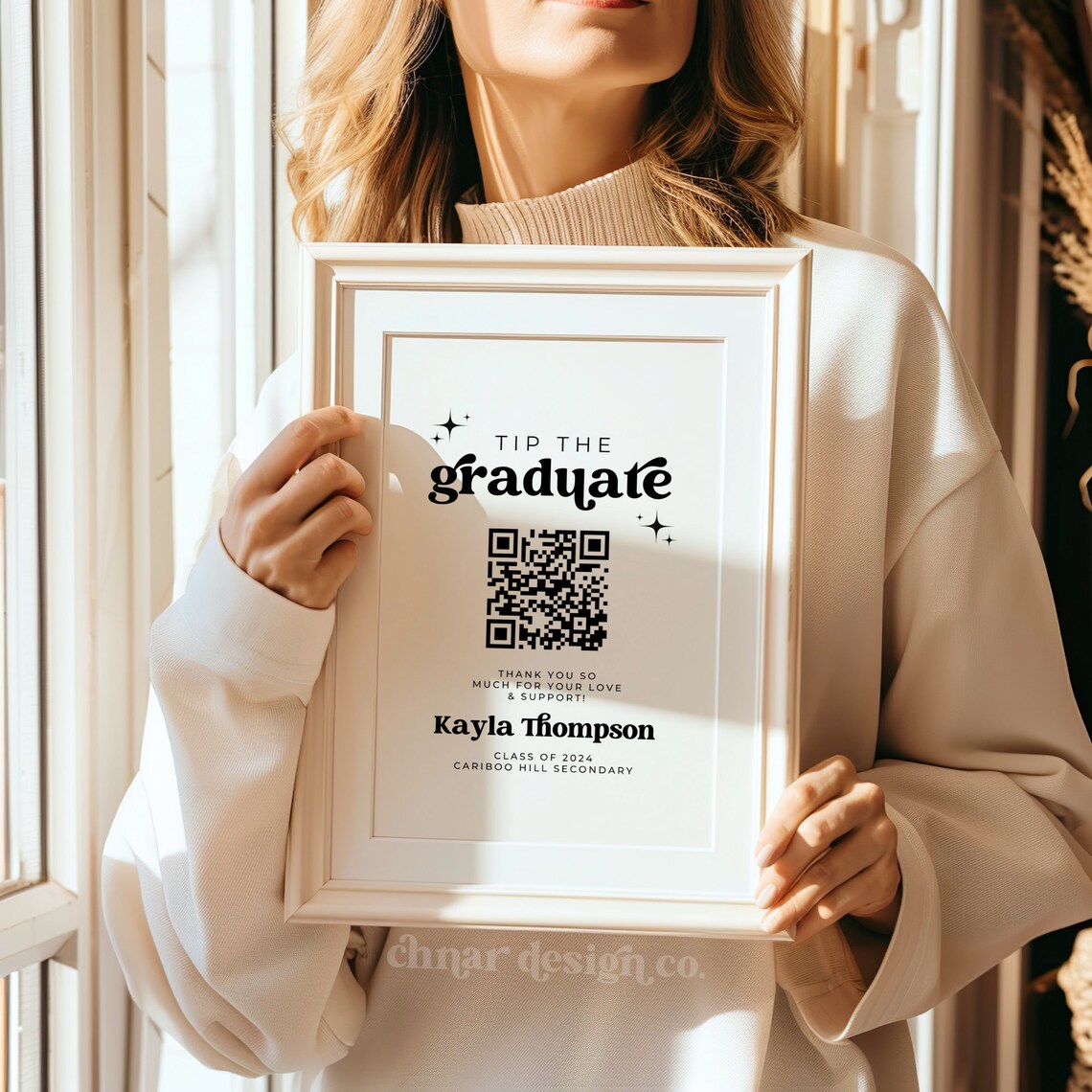 Tip the Grad Sign, College Fund QR Code Template, Printable Highschool ...