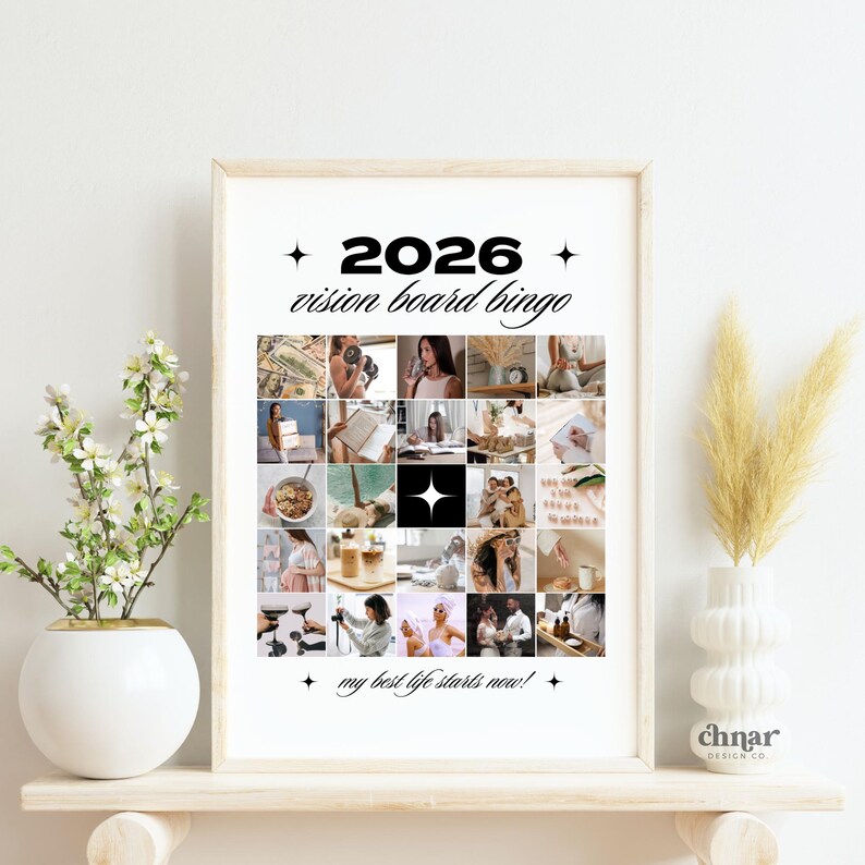 2026 Vision Board Bingo, Editable New Year Bingo Card Template, Minimal ...