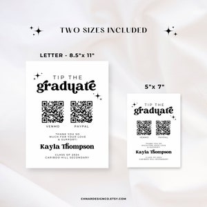 Tip the Graduate, Printable Gift for Grad Party Sign With Editable QR ...