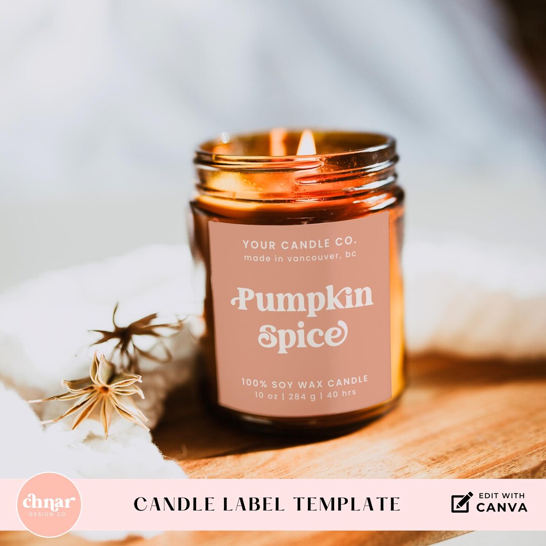 Fall Candle Label Canva Template, Modern Retro Autumn Candle Label, DIY ...