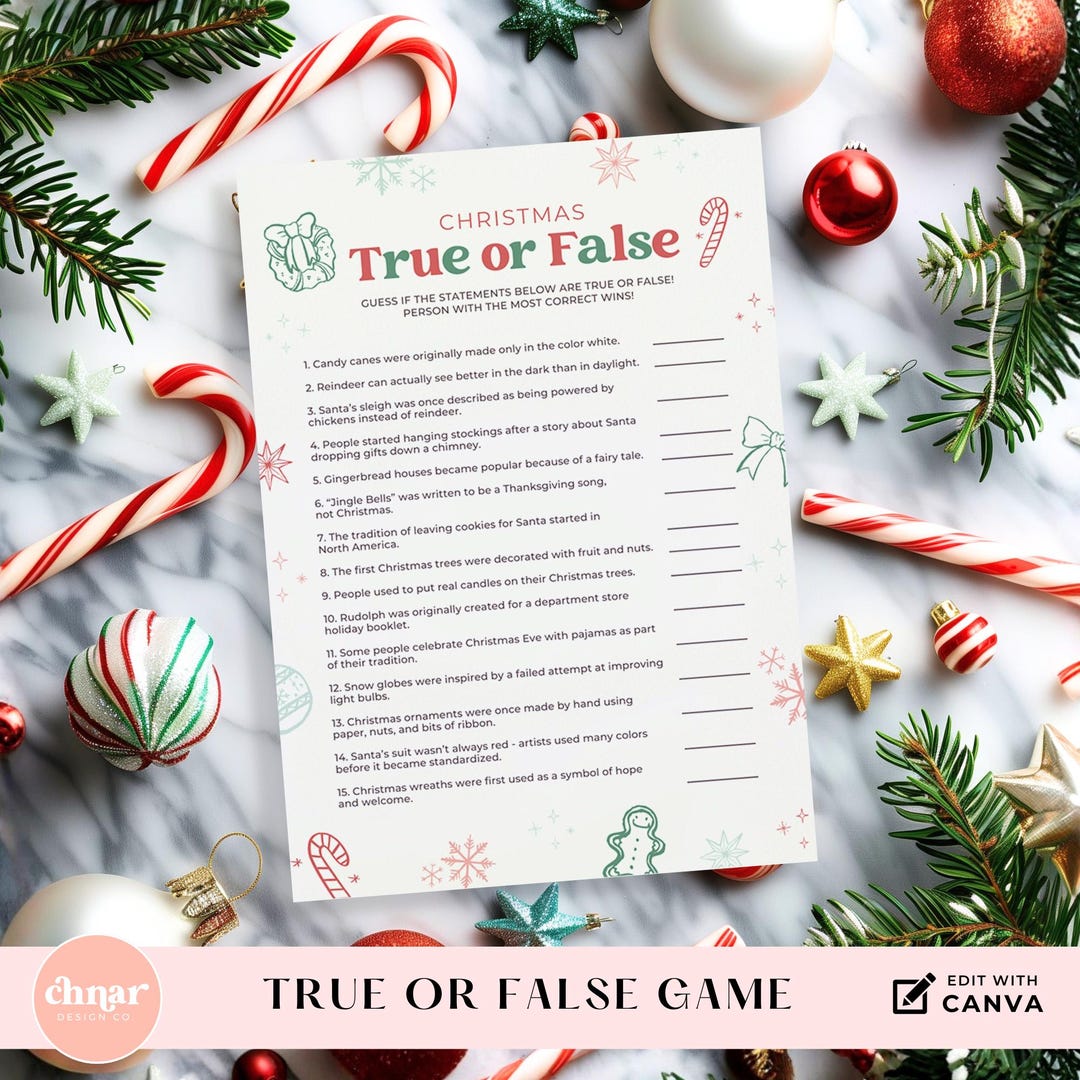 Printable True or False Christmas Game, Fact or Fiction Office Holiday ...