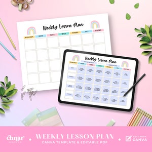 Printable Weekly Lesson Plan Template Preschool, Edit in Canva and ...