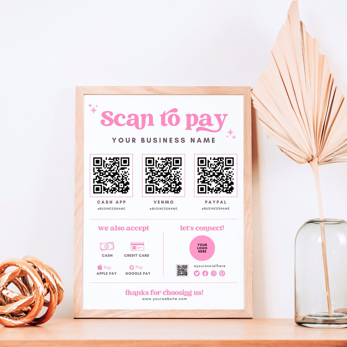 Scan to Pay to Zelle Sign With QR Code for Hair Salons and Small ...