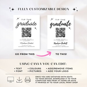 Minimalist QR Code for Grad Party, Tip the Graduate Sign, Editable ...