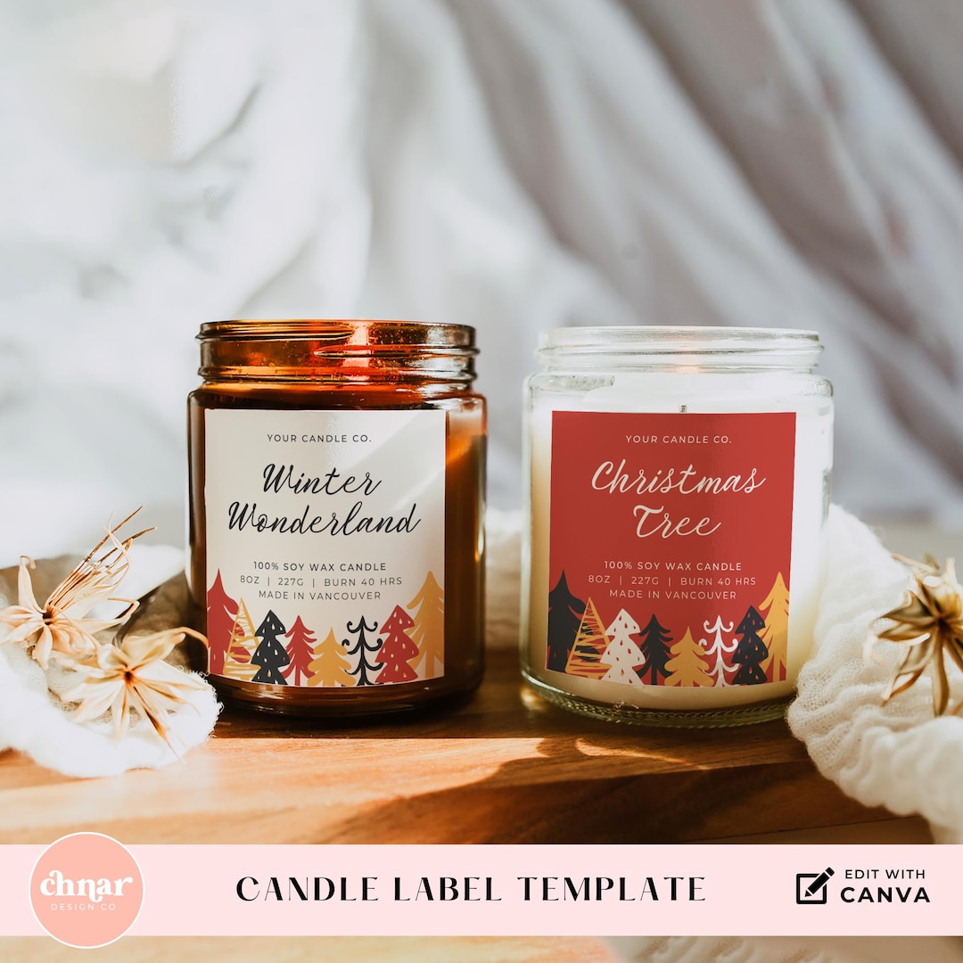 Christmas Candle Label Template, Editable Winter Candle Labels, DIY ...