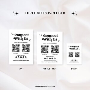 Connect With Us Template, Lets Get Social QR Code, Editable Follow Us ...