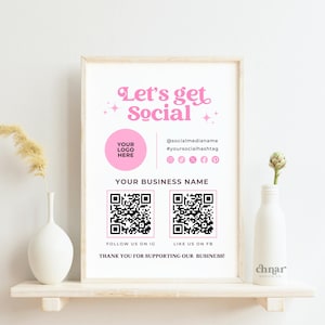 Lets Get Social Printable Sign, Connect With Us on Social Media QR Code ...