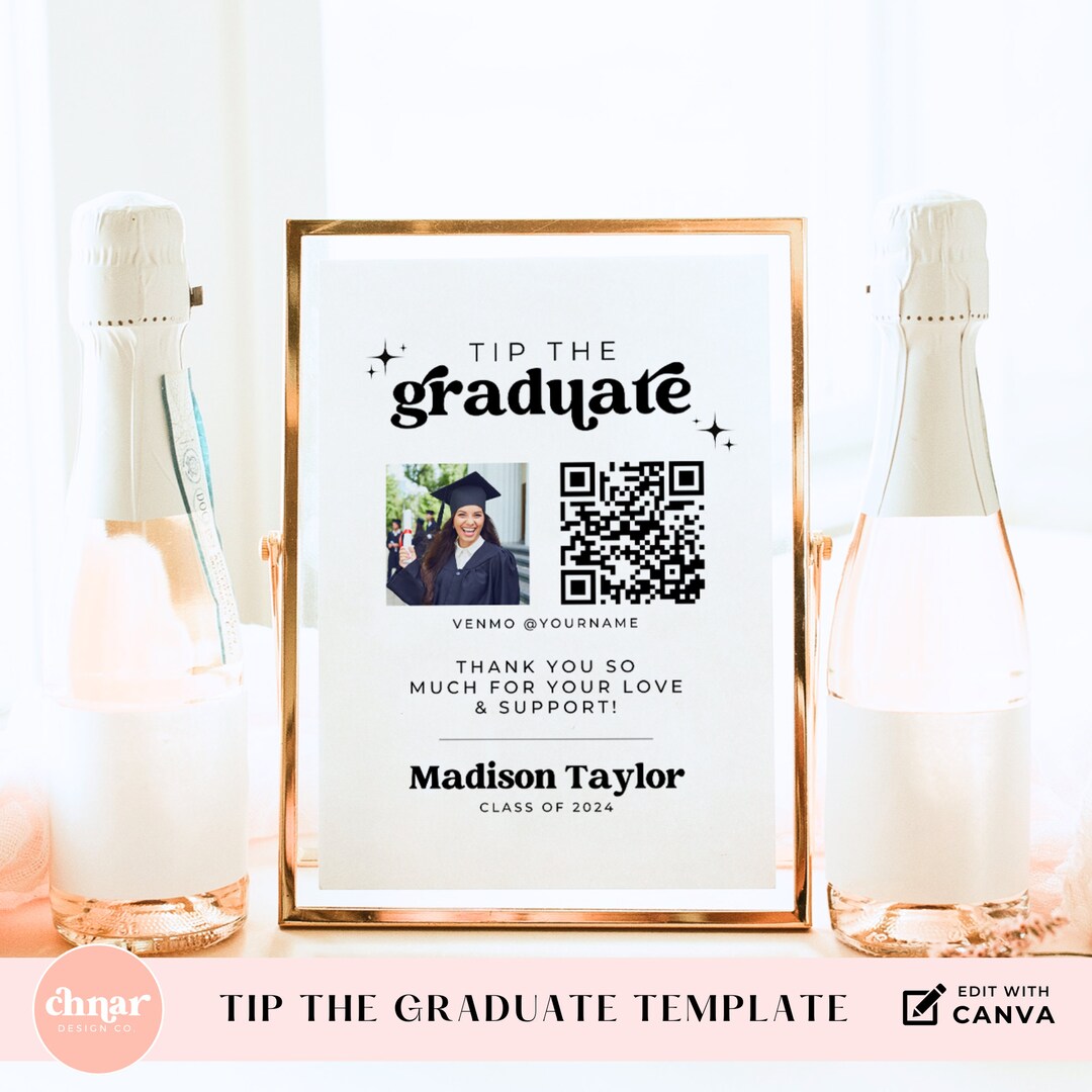 Tip the Graduate Sign, Graduation Party Sign With Editable QR Code ...